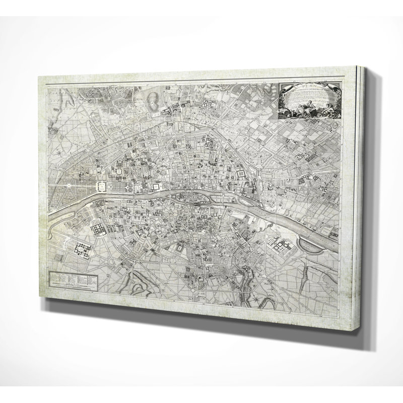 Wexford Home Parisian Sketch Map II - Graphic Art Print on Canvas | Wayfair